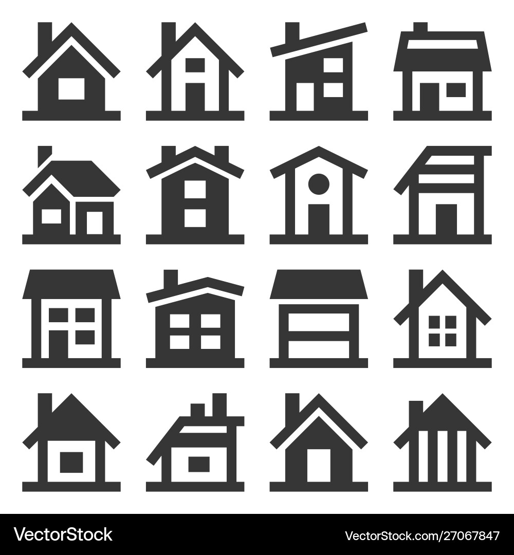 House icons set on white background Royalty Free Vector