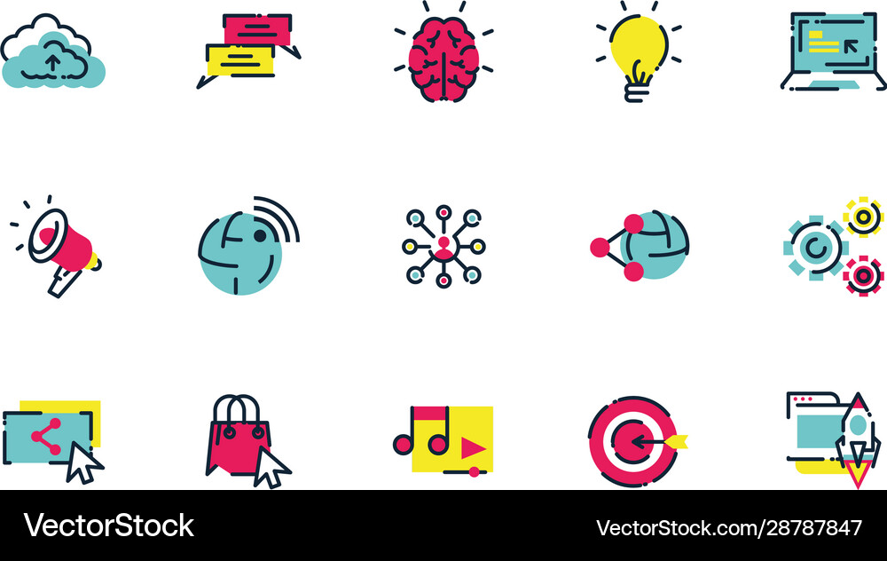 Isolated digital marketing icon set design Vector Image