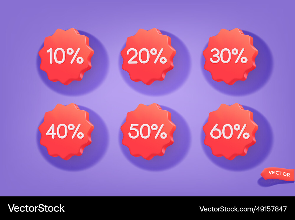 Label set with percent check mark and discount Vector Image