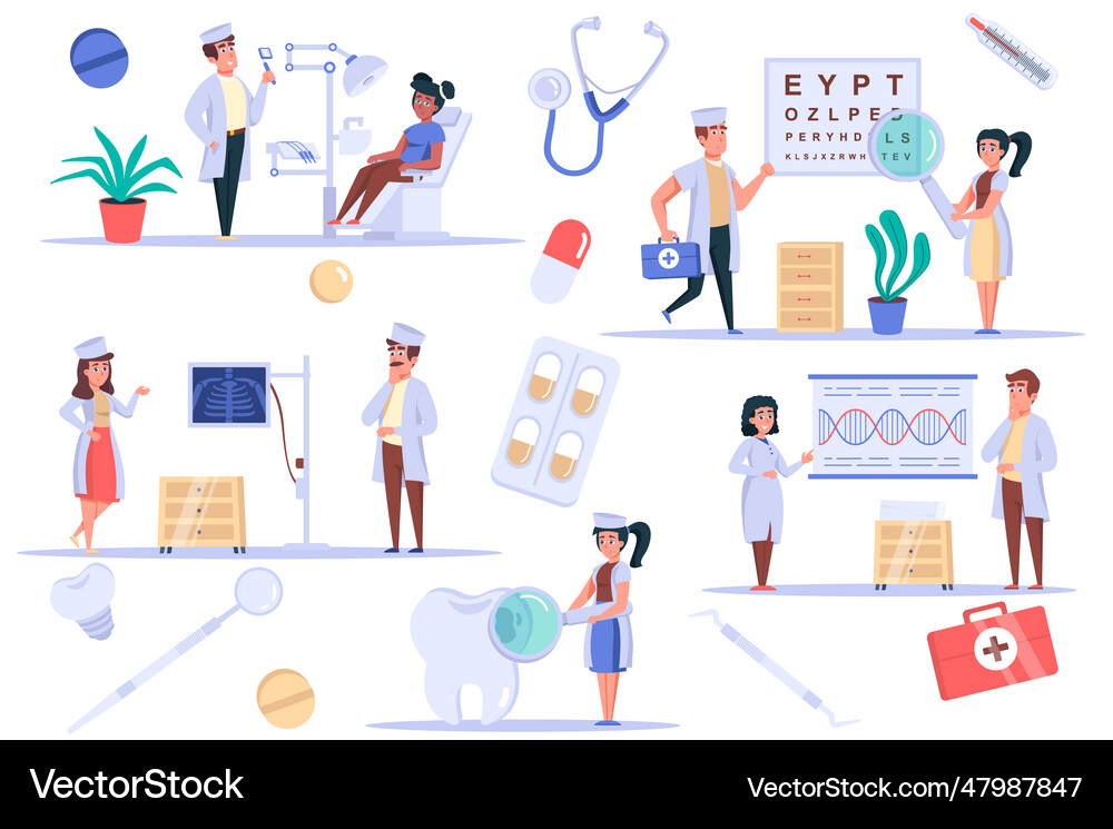 Medical clinic isolated elements set bundle of Vector Image