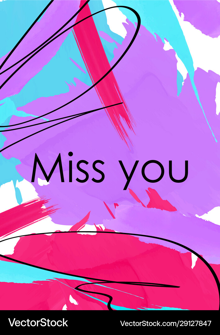 Miss you phrase abstract banner template Vector Image