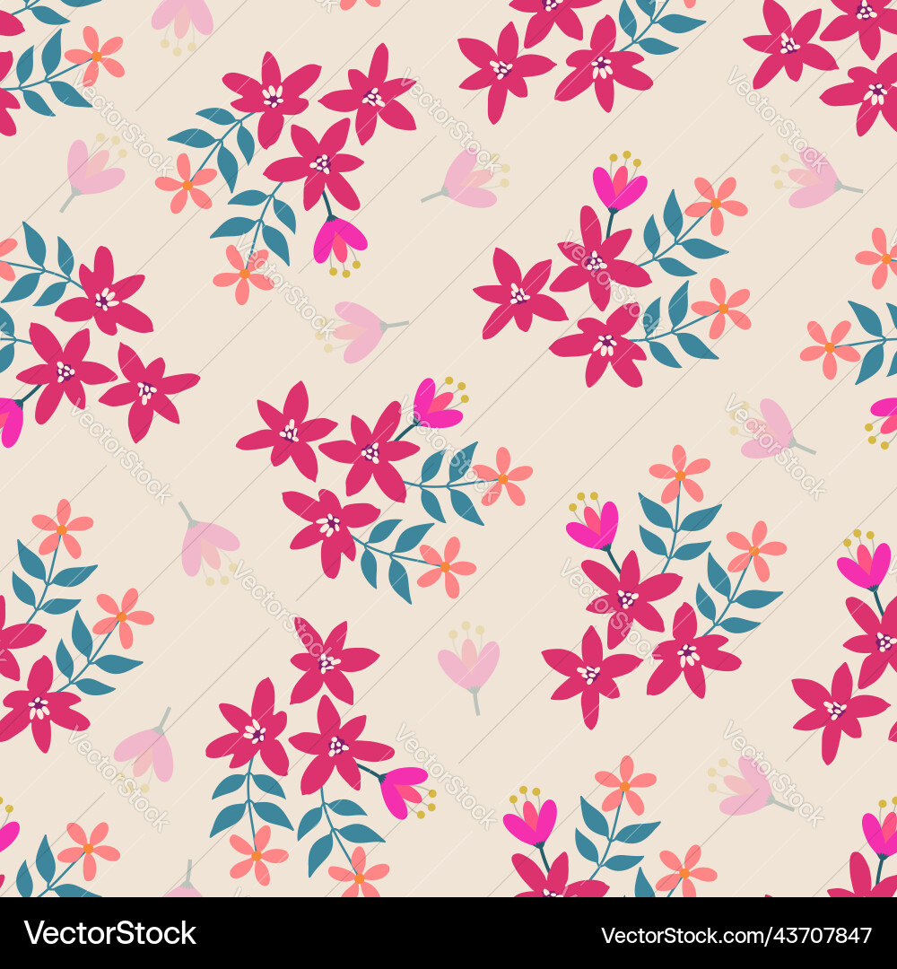 Ornamental trendy ditsy floral seamless pattern Vector Image