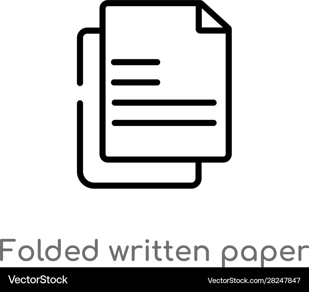 Outline folded written paper icon isolated black Vector Image