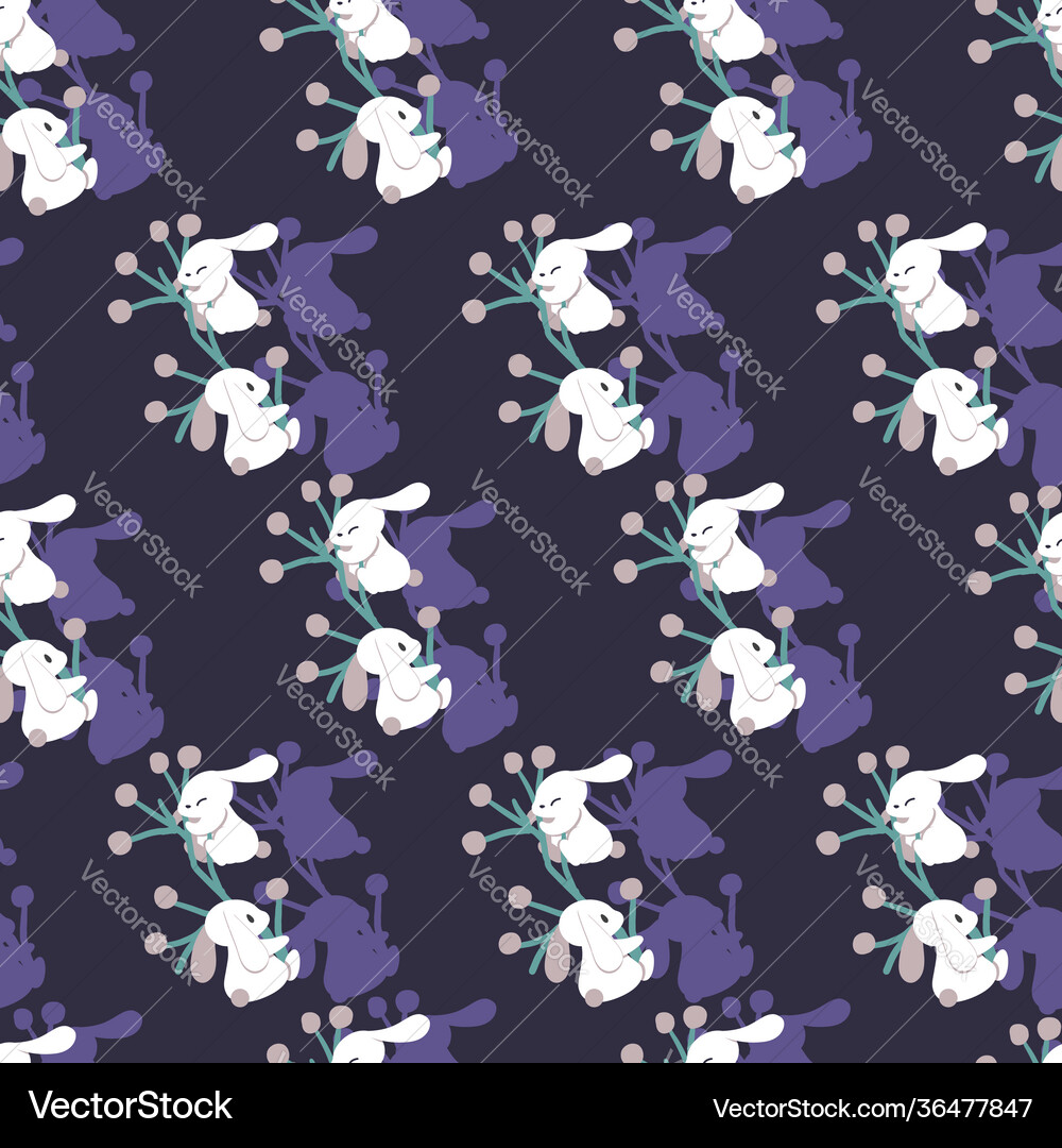 Rabbits and their plants seamless Royalty Free Vector Image