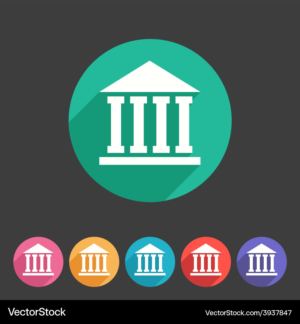 School university academy flat icon sign set Vector Image