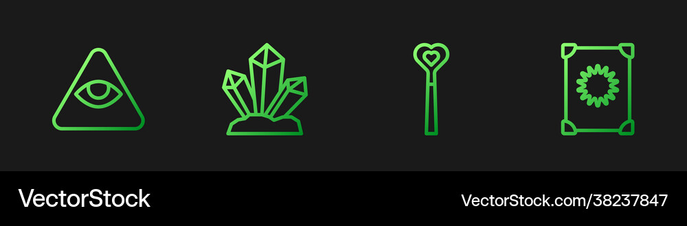 Set line magic wand masons stone and ancient Vector Image