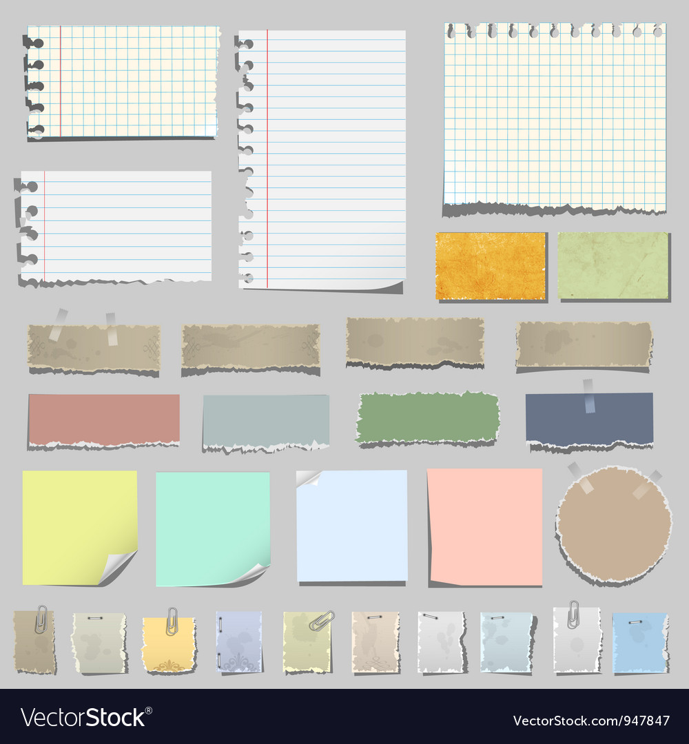 Set various notes paper Royalty Free Vector Image