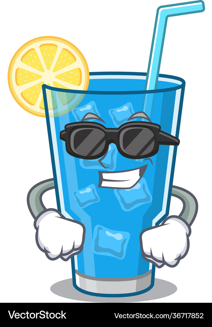 Cartoon character blue lagoon cocktail wearing Vector Image