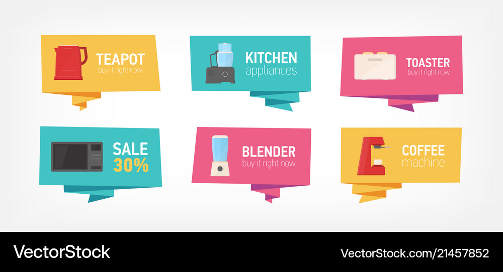 Collection of banners with kitchen utensils Vector Image
