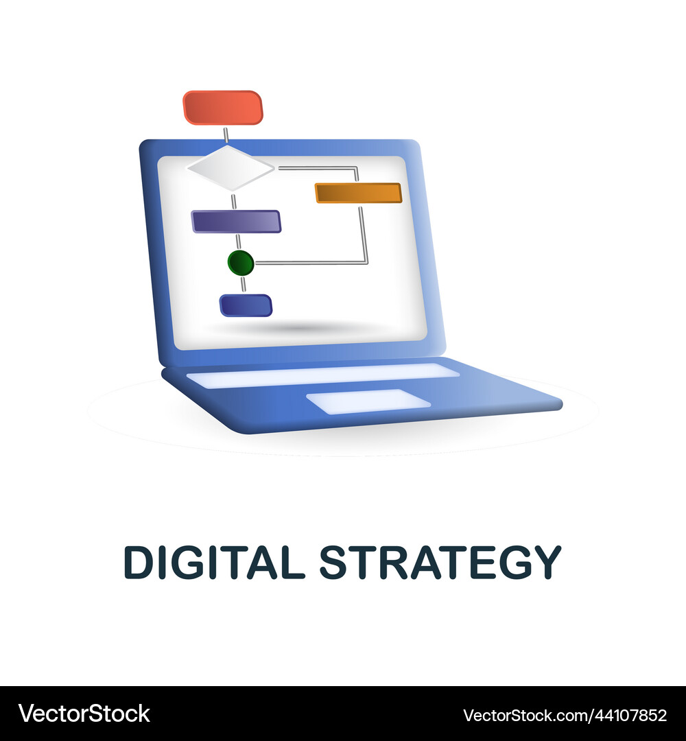 Digital strategy icon 3d from content marketing Vector Image