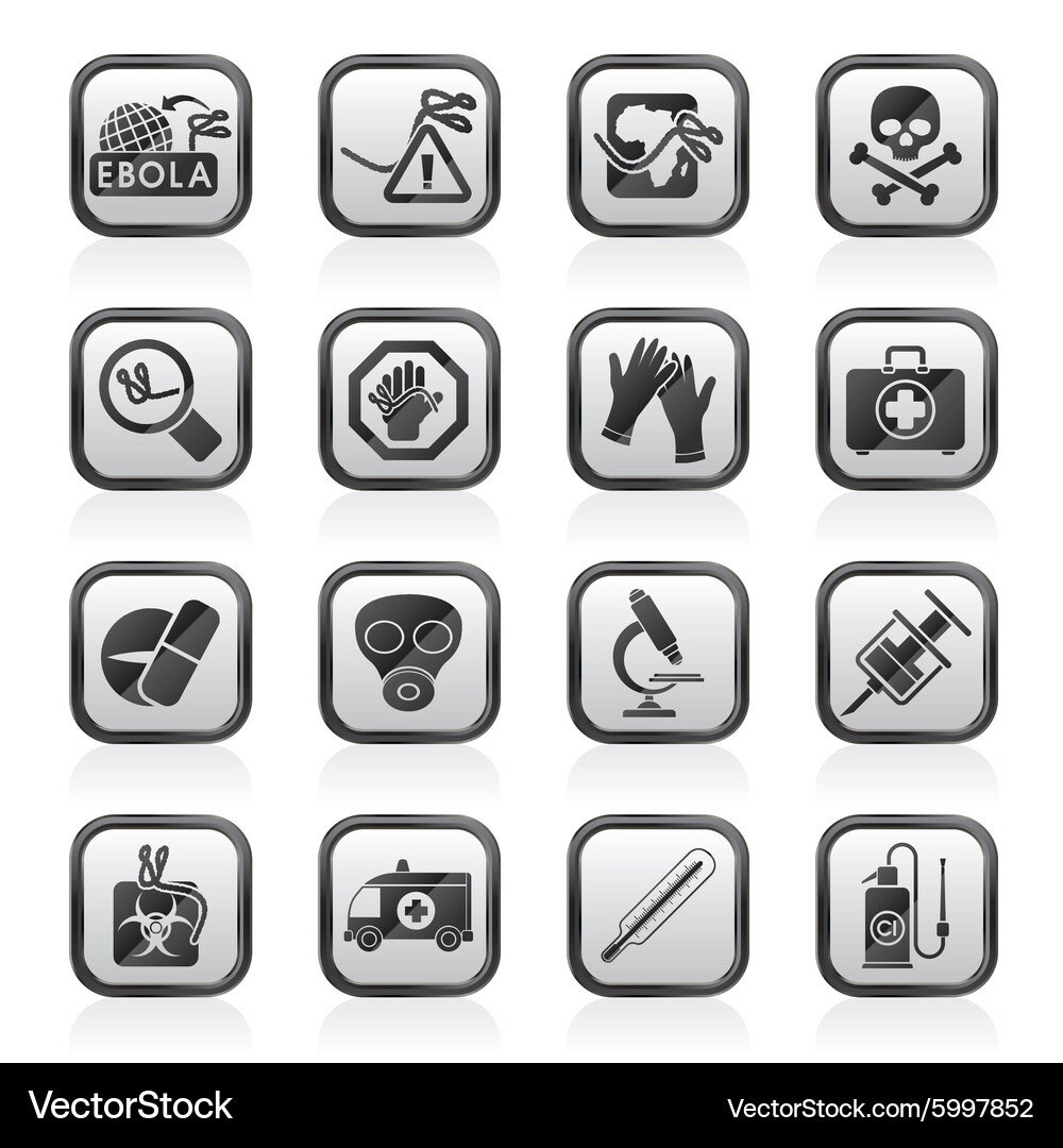 Ebola pandemic icons Royalty Free Vector Image