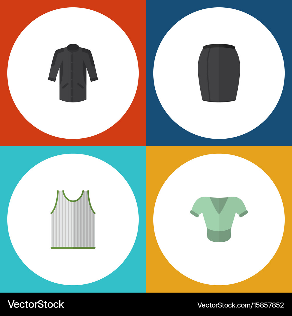 Flat icon garment set uniform stylish apparel Vector Image