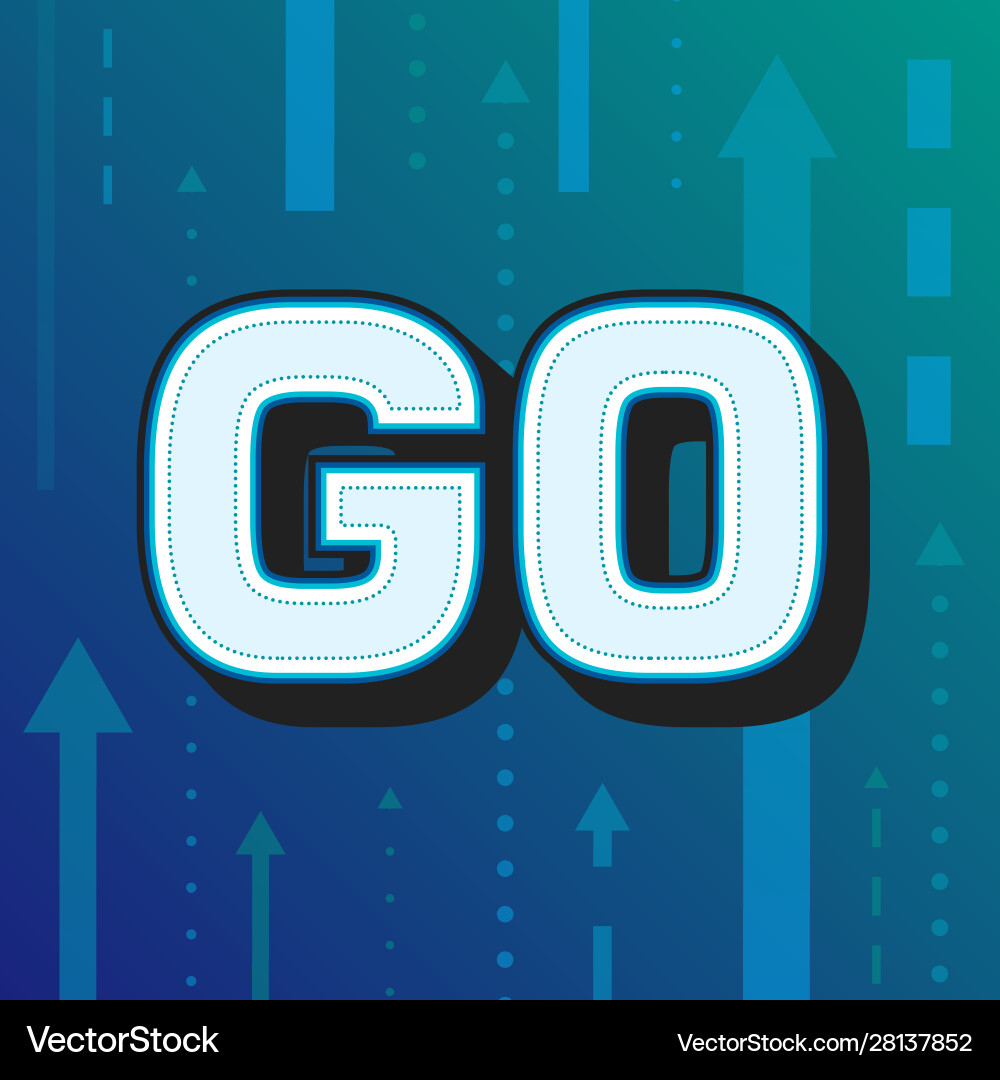 Go white word text and arrows pointing right Vector Image