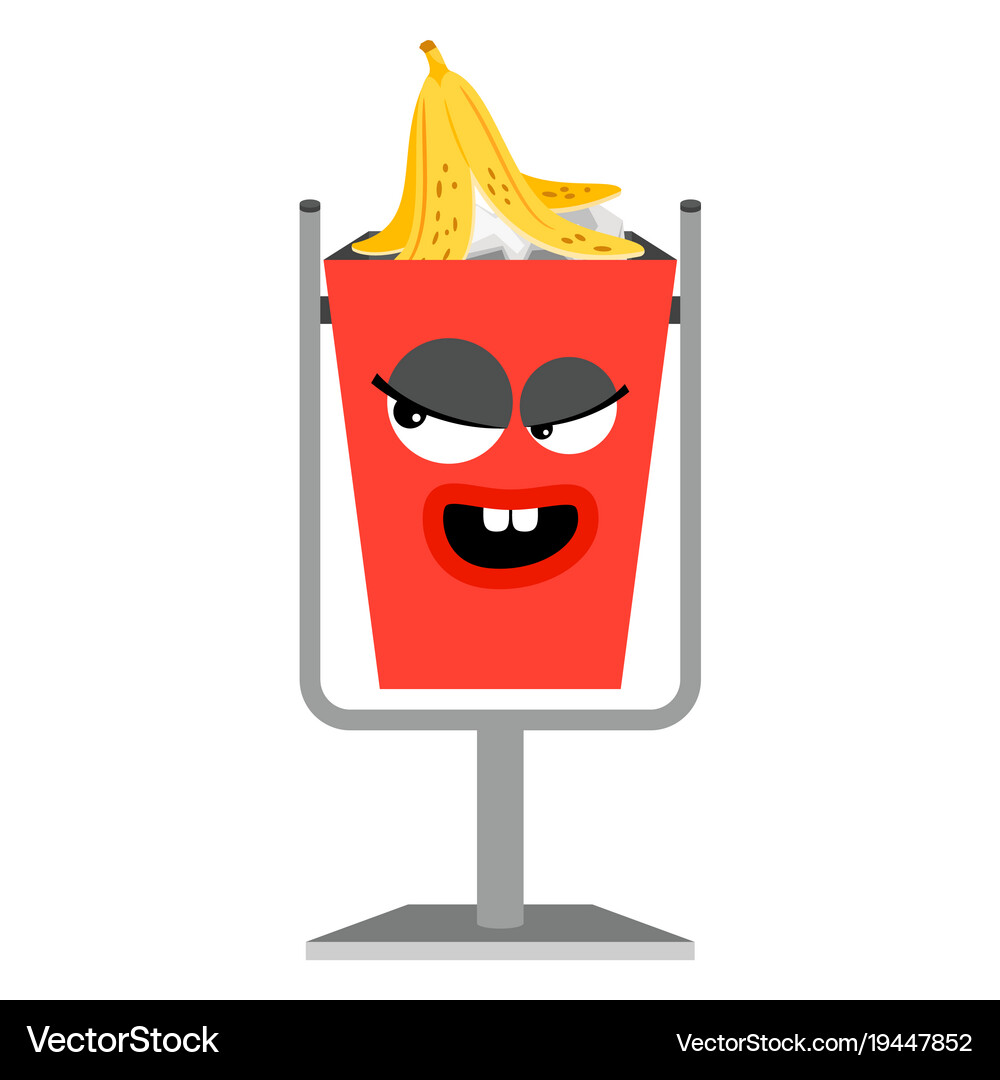 Monster face can with organic waste Royalty Free Vector