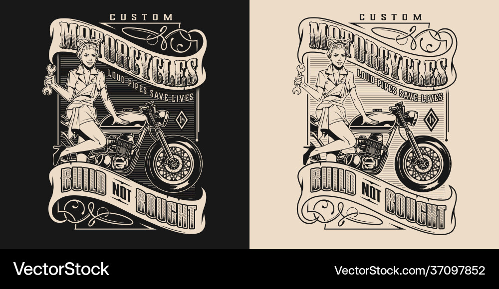 Motorcycle repair service elegant logo Royalty Free Vector