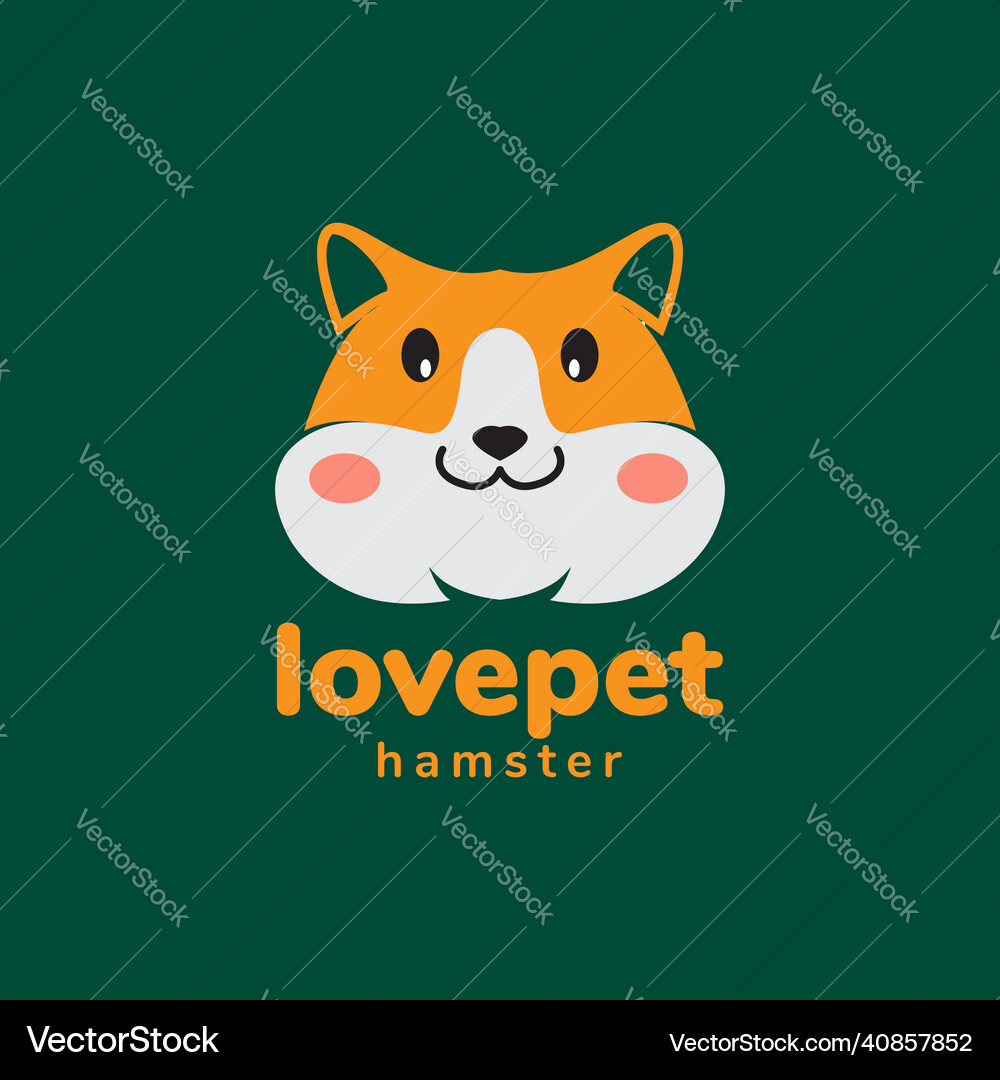 Orange face cute hamster logo design graphic Vector Image