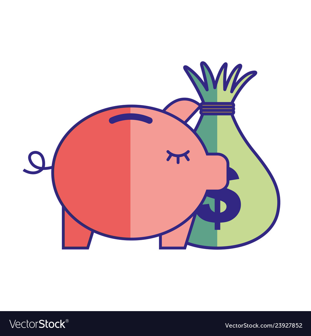 Piggy bank and money bag financial Royalty Free Vector Image