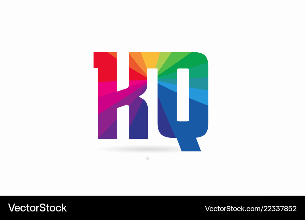 Rainbow colored alphabet combination letter kq k Vector Image