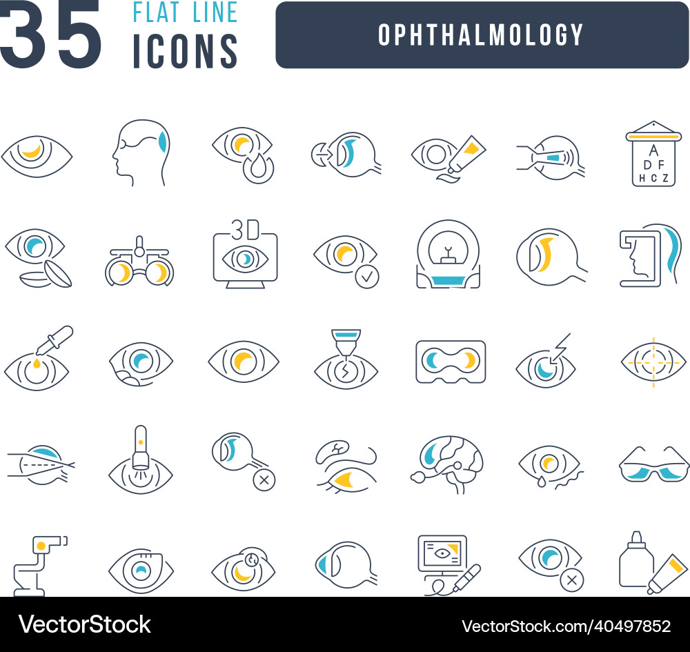 Set of linear icons ophthalmology Royalty Free Vector Image