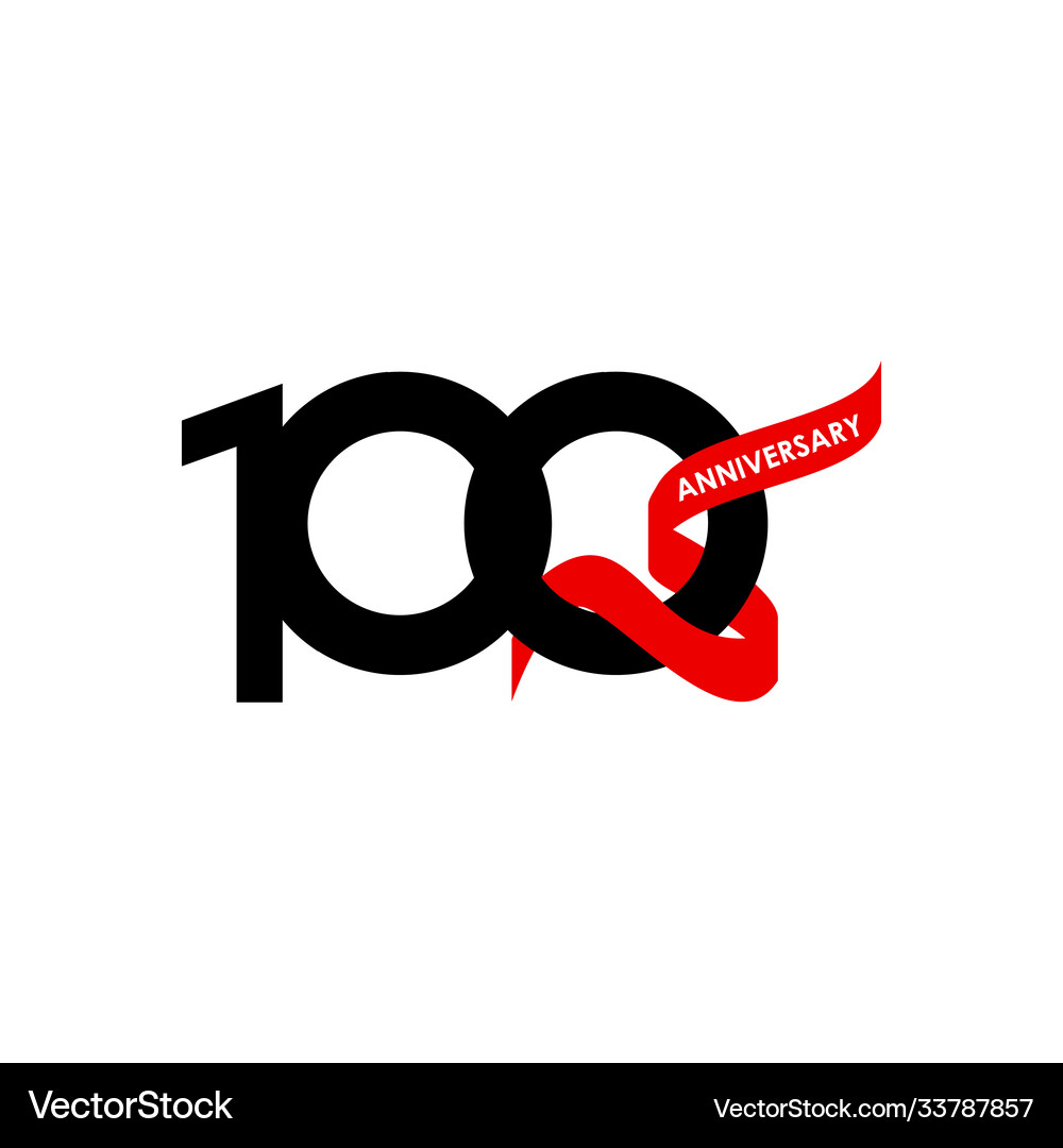 100 year anniversary black red ribbon template Vector Image
