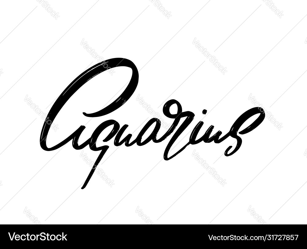 Aquarius hand drawn lettering isolated template Vector Image