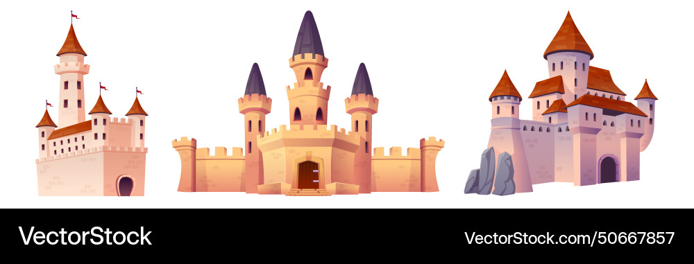 Fairytale medieval castle cartoon Royalty Free Vector Image