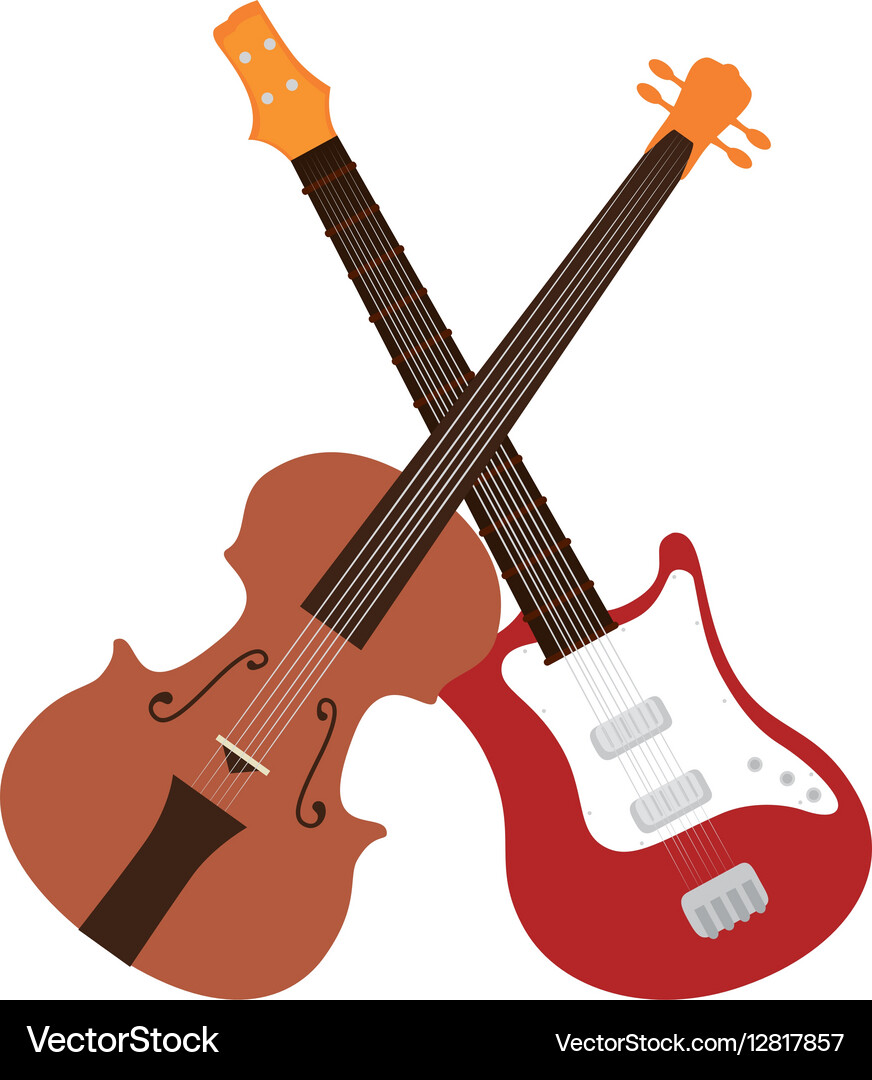 Guitar and chello instrument isolated icon Vector Image