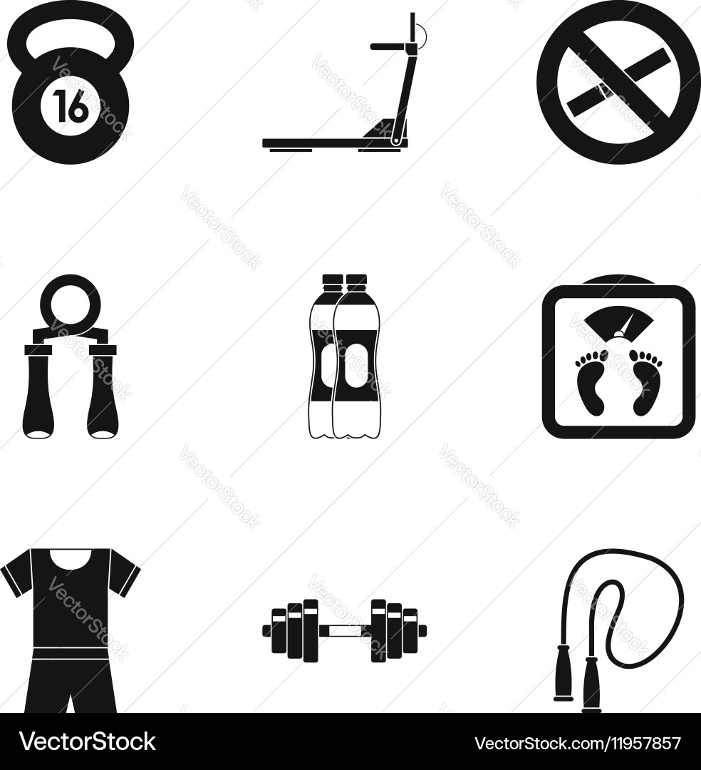 Gym icons set simple style Royalty Free Vector Image