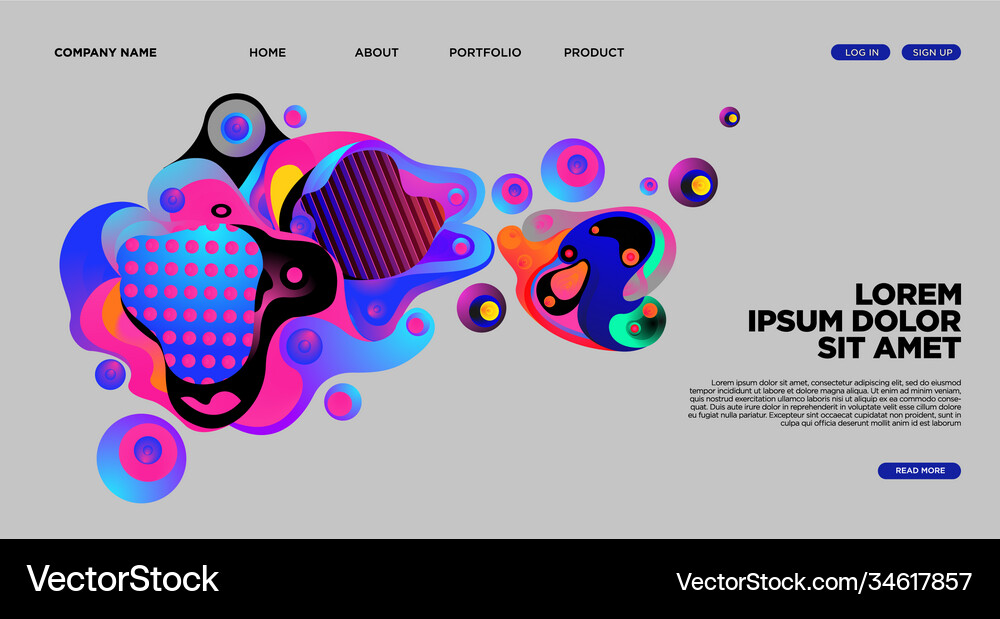 Modern abstract fluid colorful landing page Vector Image