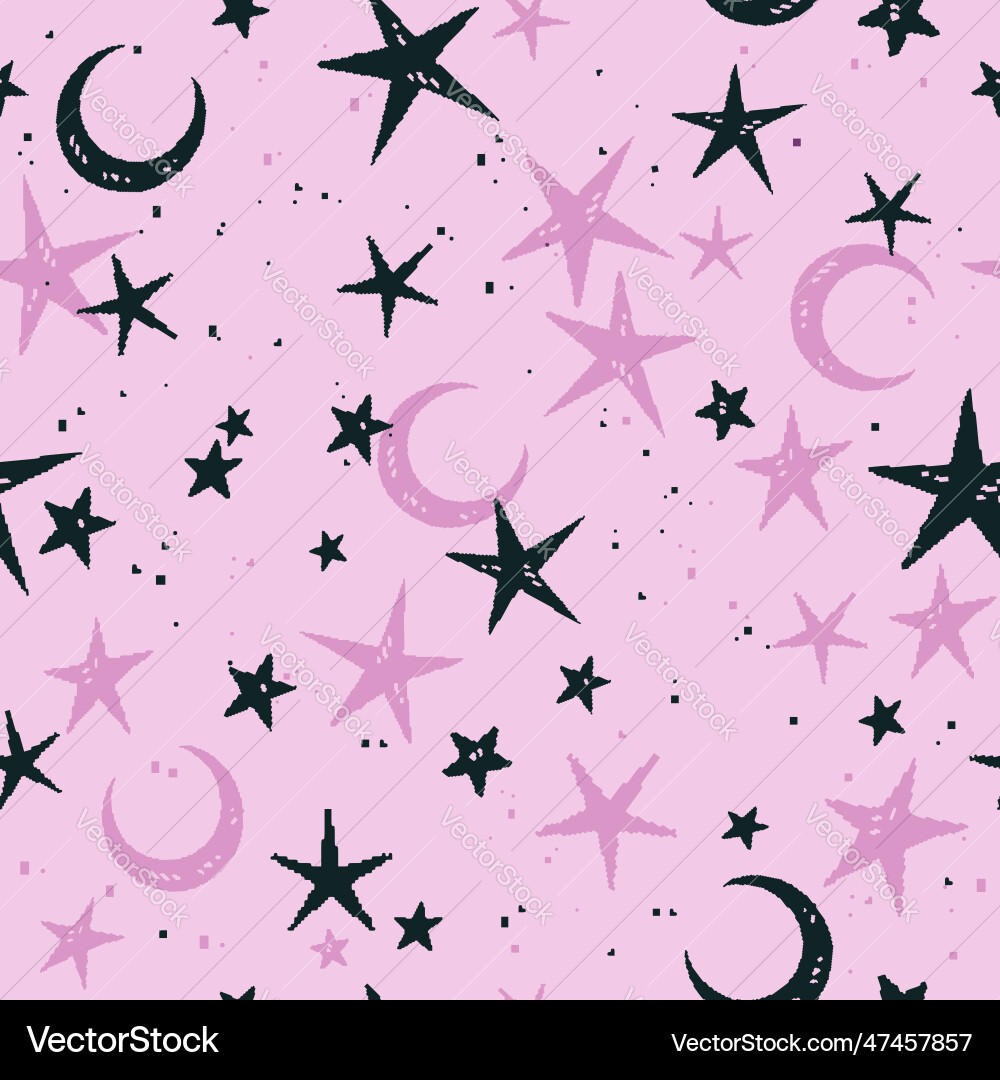 Seamless cute pattern of scattered stars Vector Image