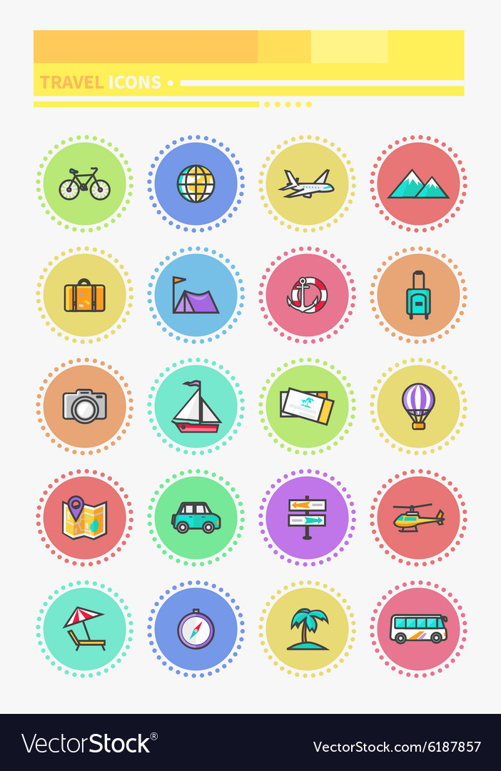 Set thin lines icons of traveling Royalty Free Vector Image Set thin lines icons of traveling Royalty Free Vector Image