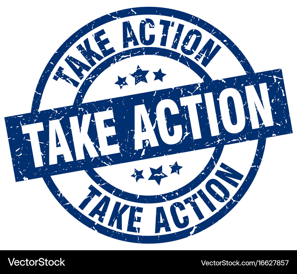 Take action blue round grunge stamp Royalty Free Vector
