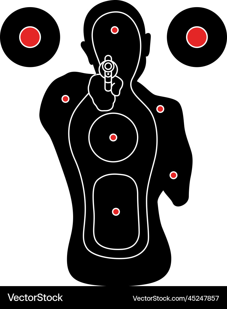 Target for shooting man gun black silhouette red Vector Image