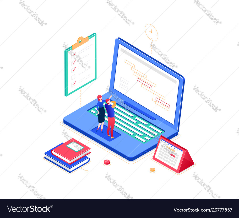 Task management - modern colorful isometric Vector Image Task management - modern colorful isometric Vector Image