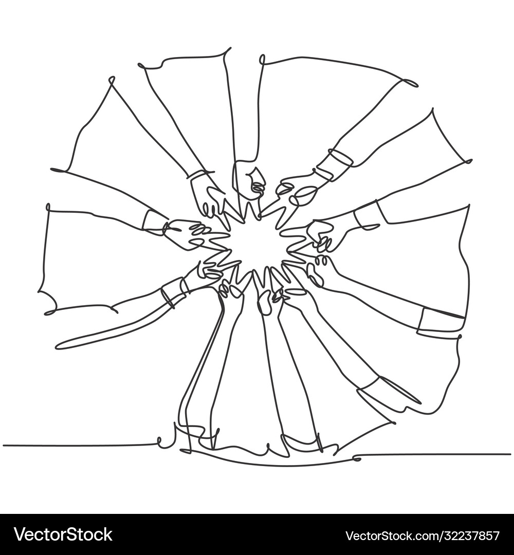 Team building concept one line drawing young Vector Image