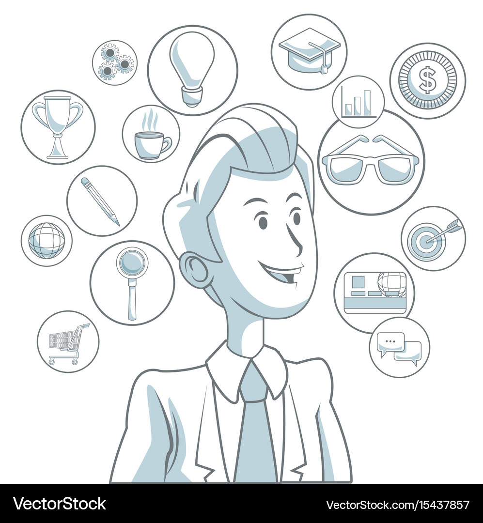White background with color sections of executive Vector Image