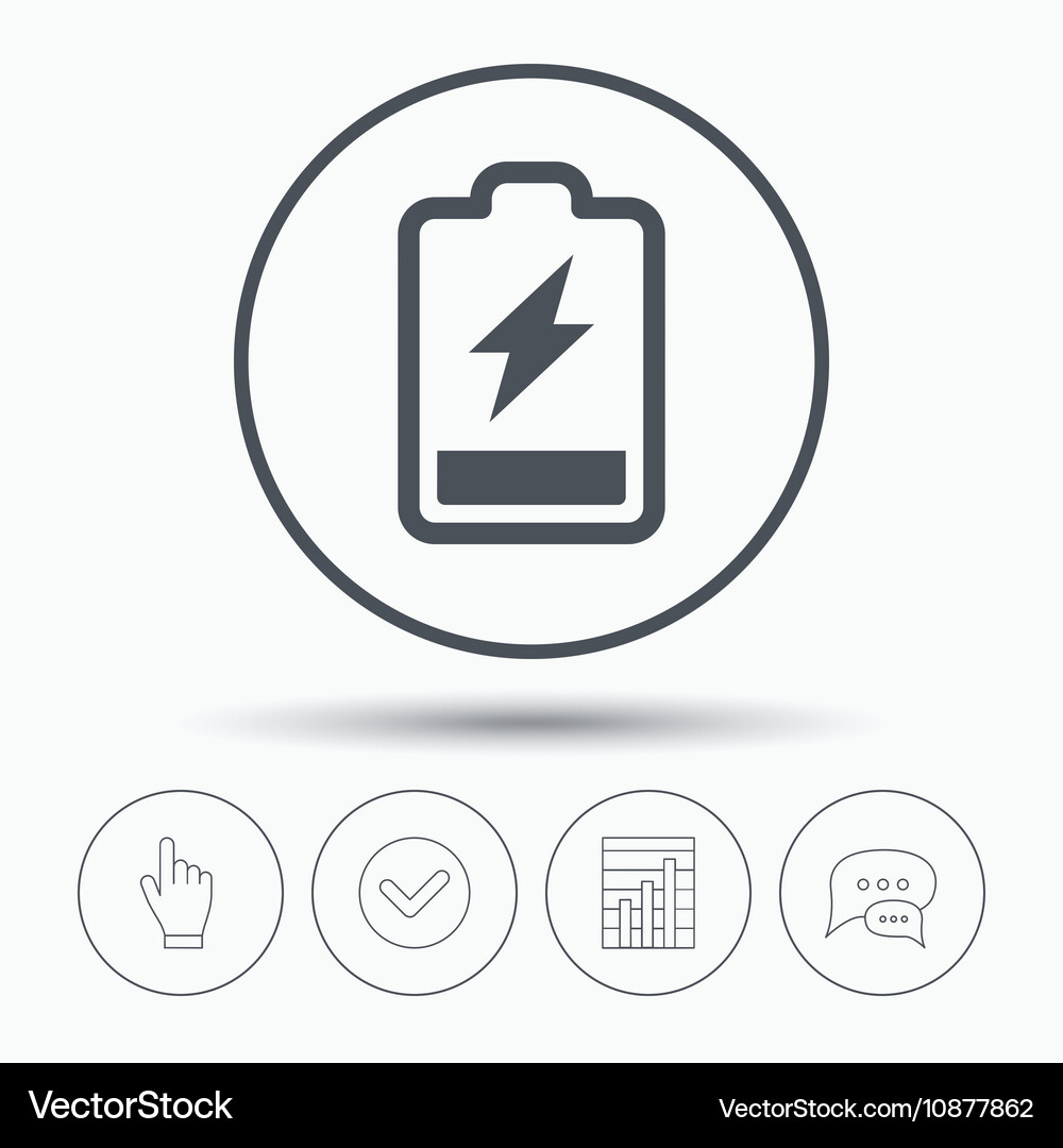 Battery power icon charging accumulator sign Vector Image