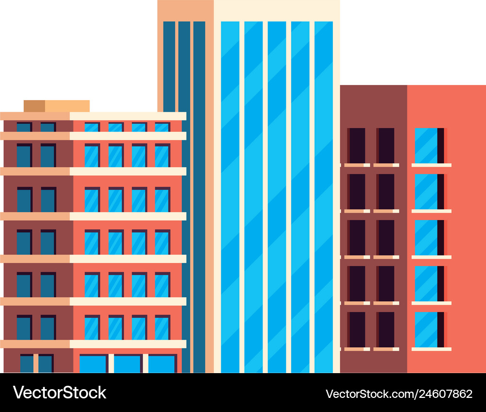 Buildings metropolis cityscape scene Royalty Free Vector