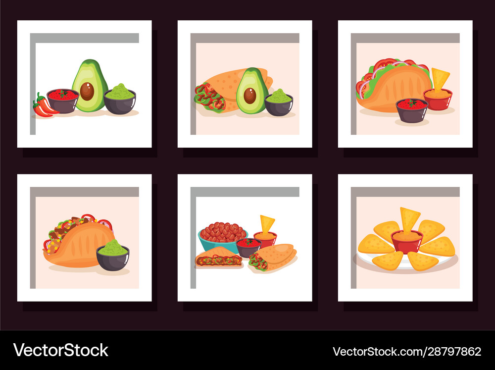 Bundle food mexico traditional Royalty Free Vector Image