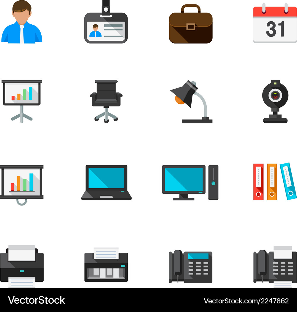 Business and office icons Royalty Free Vector Image