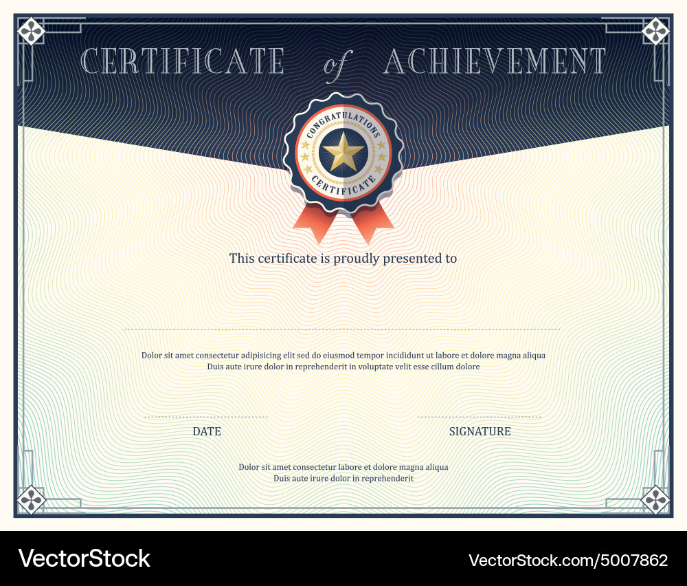 Certificate of achievement frame design template Vector Image