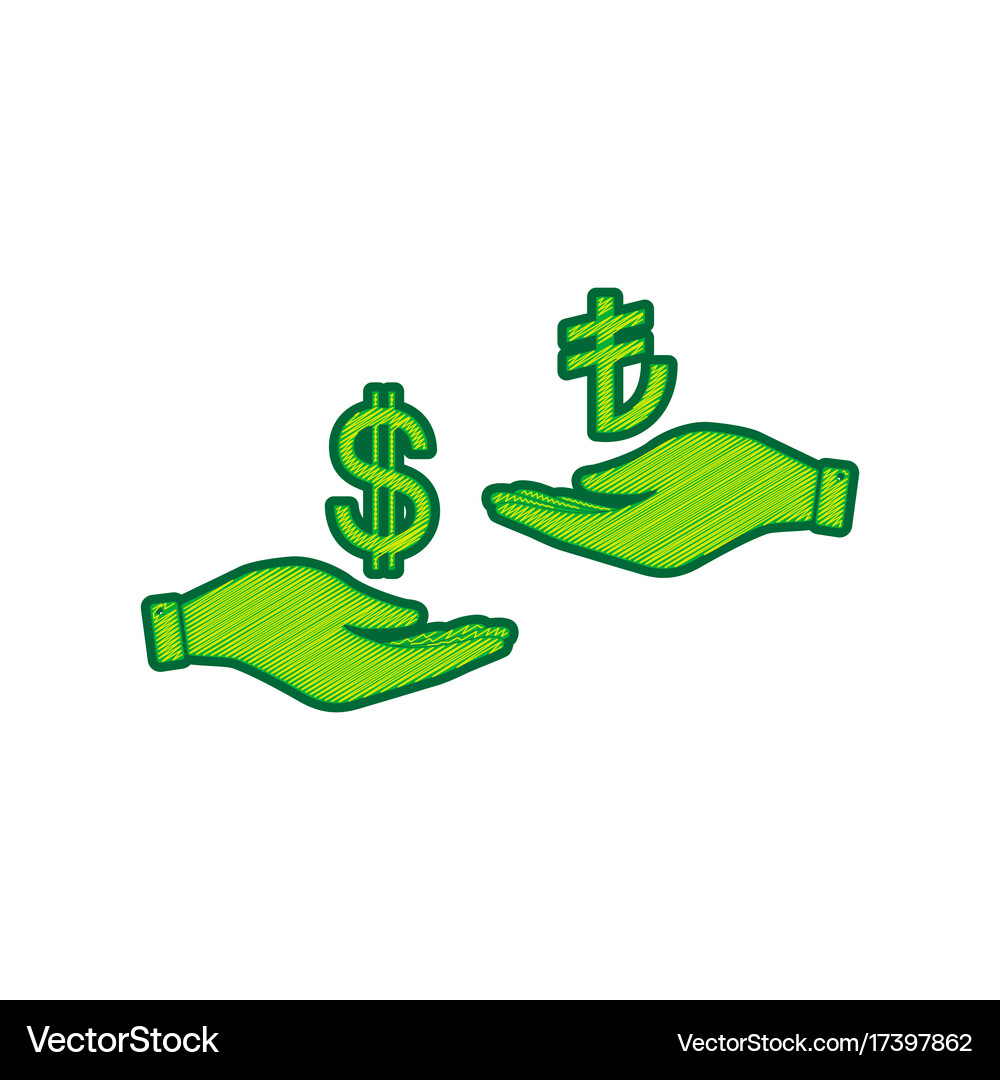 Currency exchange from hand to hand dollar Vector Image