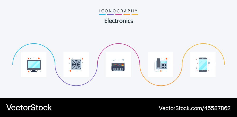 Electronics flat 5 icon pack including phone Vector Image