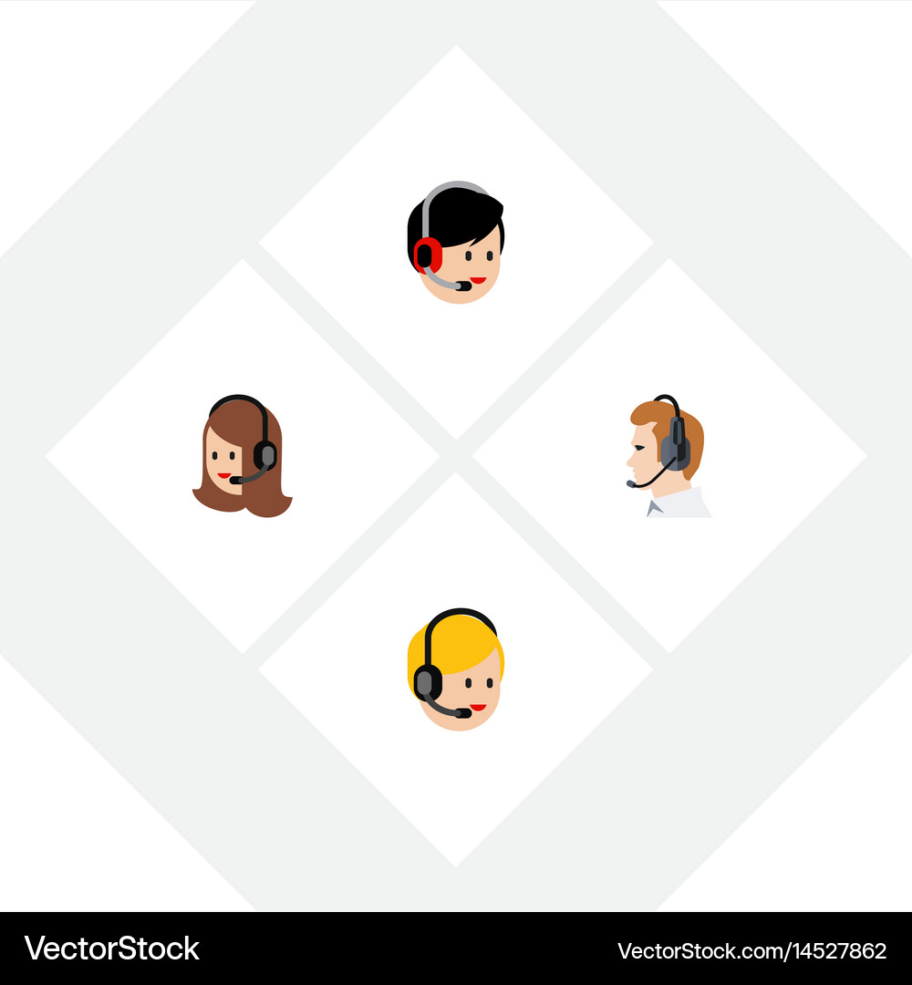 Flat call set of operator telemarketing Royalty Free Vector