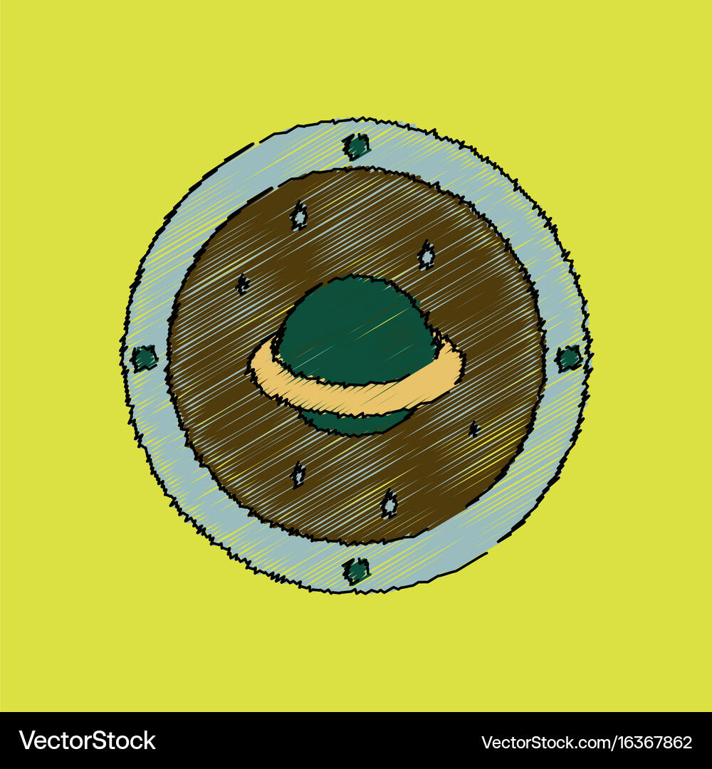 Flat icon design collection saturn orbit Vector Image