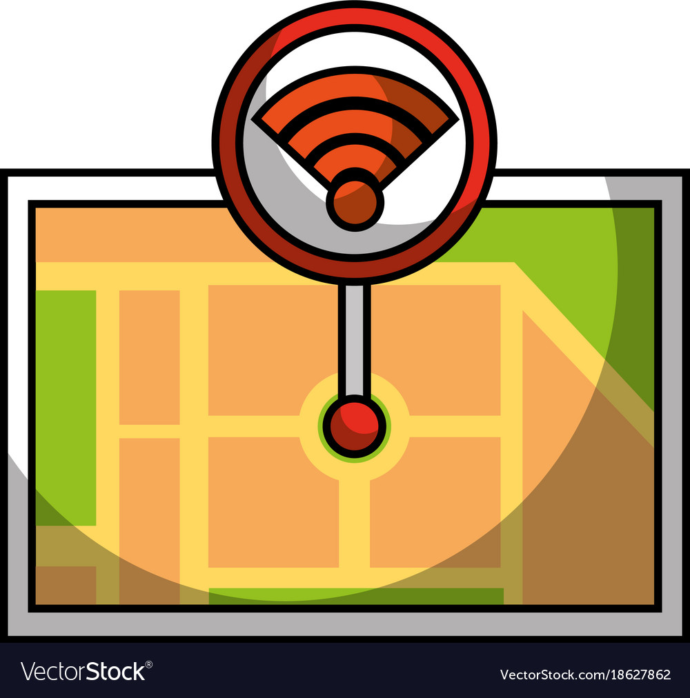 Gps navigation map destination with wifi pointer Vector Image