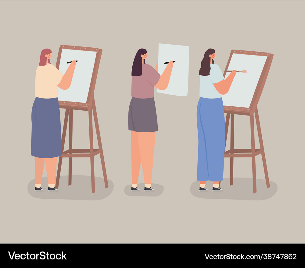 Nice artist women Royalty Free Vector Image - VectorStock