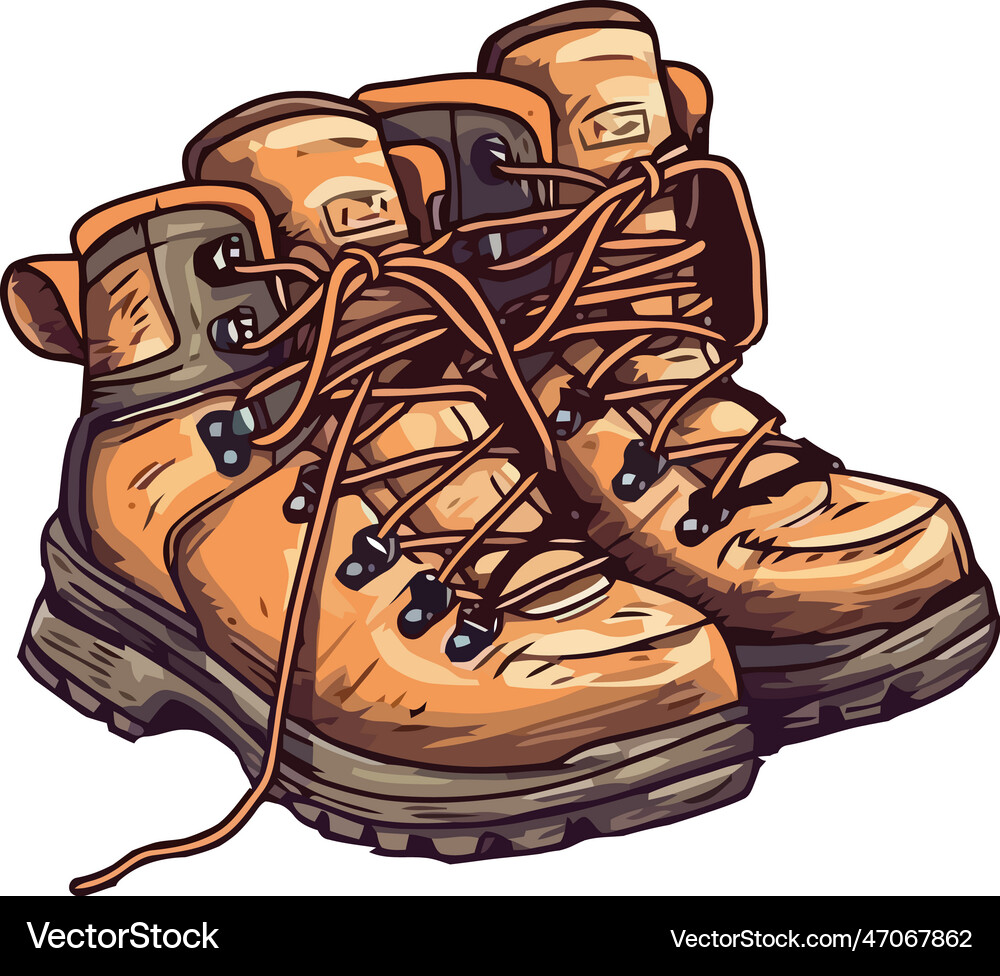 Pair of leather hiking boots Royalty Free Vector Image