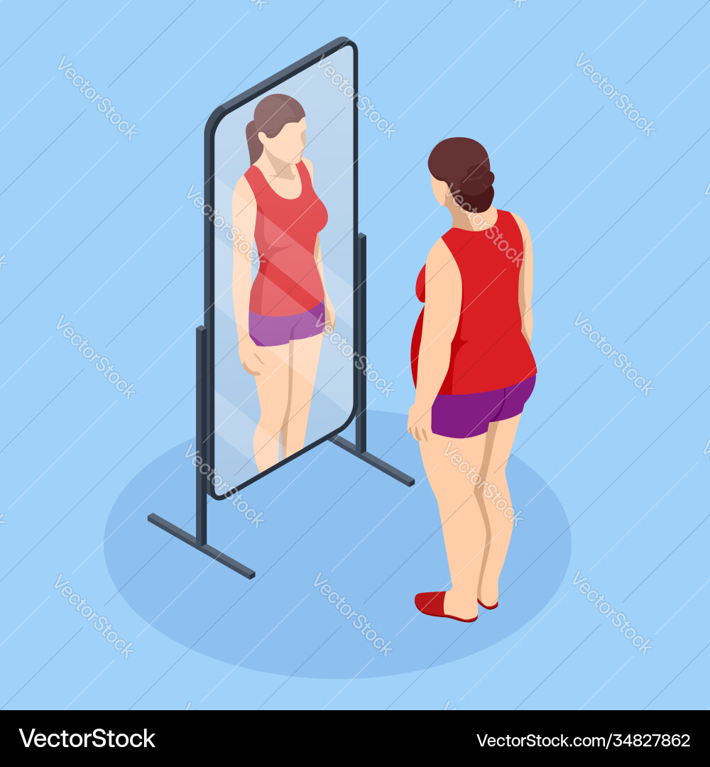 Problem excess weight and health isometric fat Vector Image