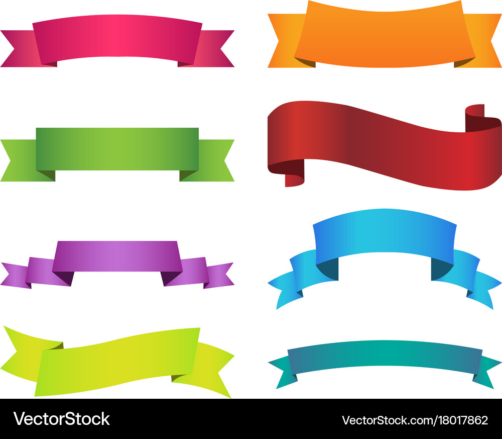 Ribbon set color on white background Royalty Free Vector